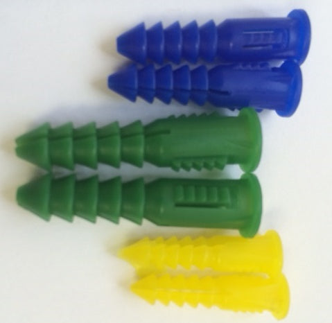 [100 PKG] Plastic Anchors Ribbed Super 4 Way 6-8 Screw Size